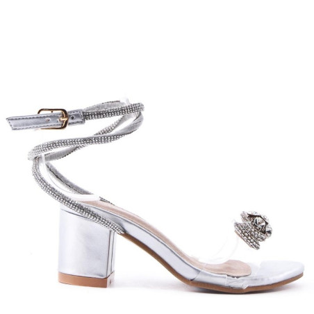 Sandały na obcasie dla dziewczynek srebrne ,małe rozmiary Buty Standard ...